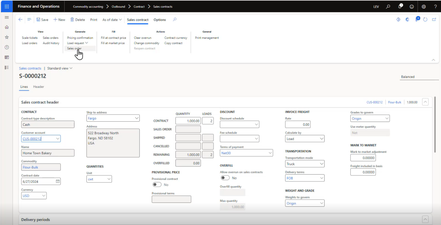 Creating Sales Orders from Sales Contracts - Levridge