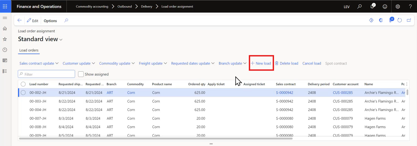 Sales Load Order Enhancements - Levridge