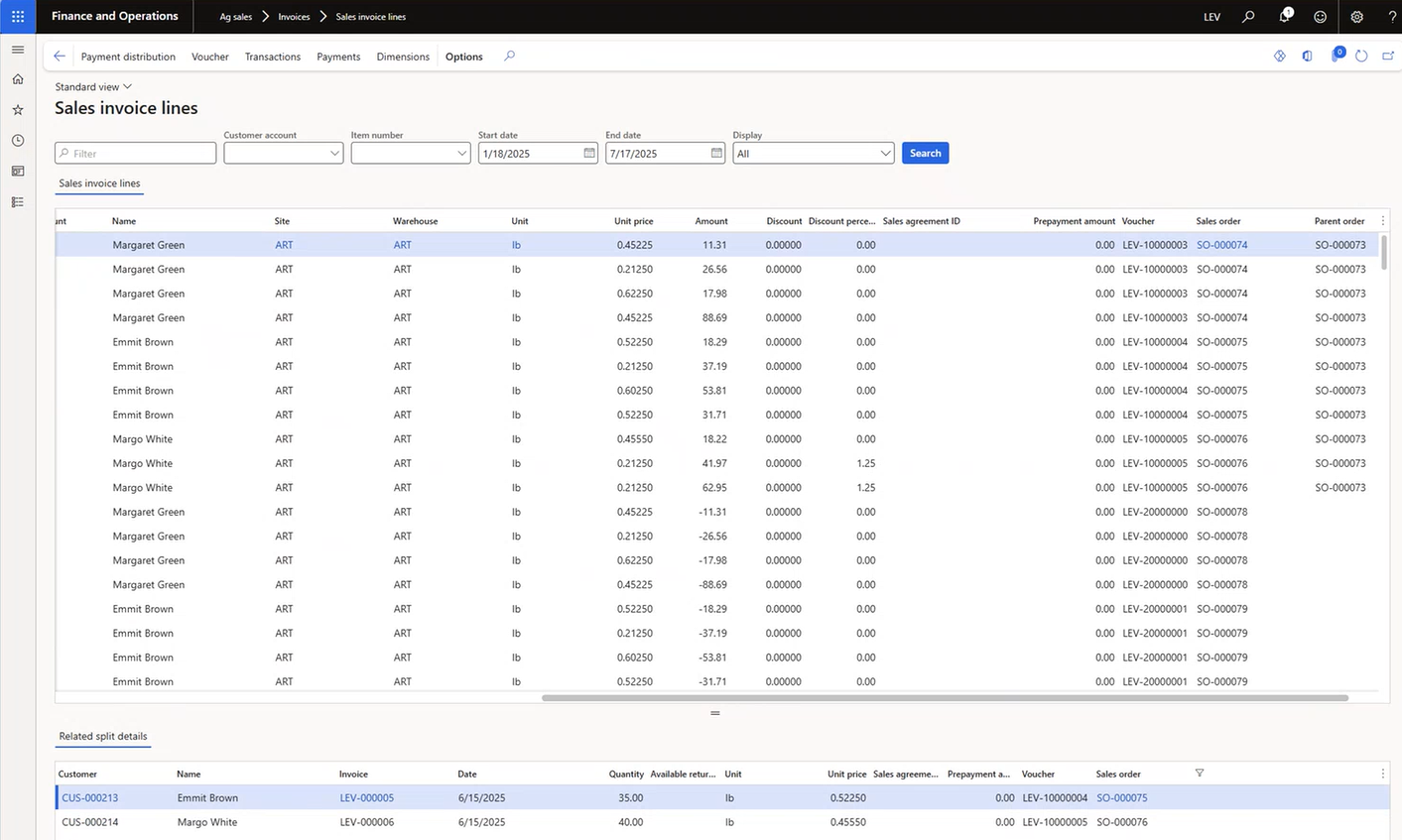 Ag Sales Invoice Lines Inquiry Improves Efficiency - Levridge